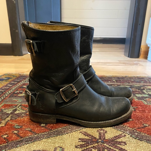Frye | Shoes | Frye Combat Boots With Buckles And Zipper | Poshmark